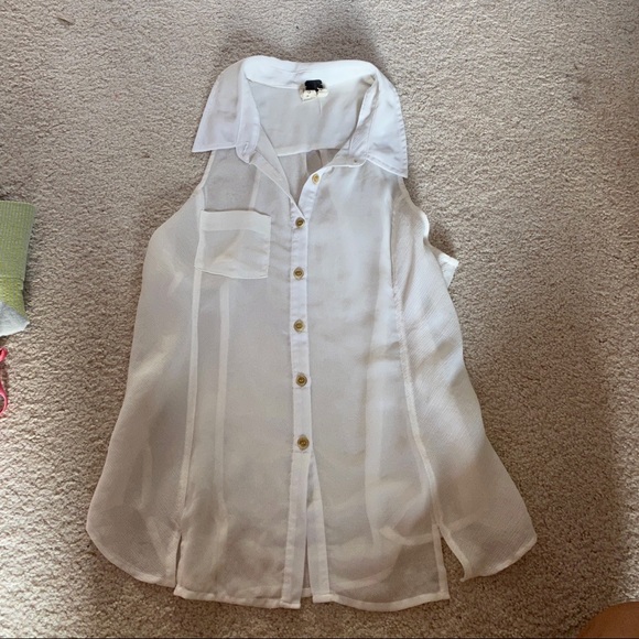 Tops | Free People White Button Up Tank | Poshmark